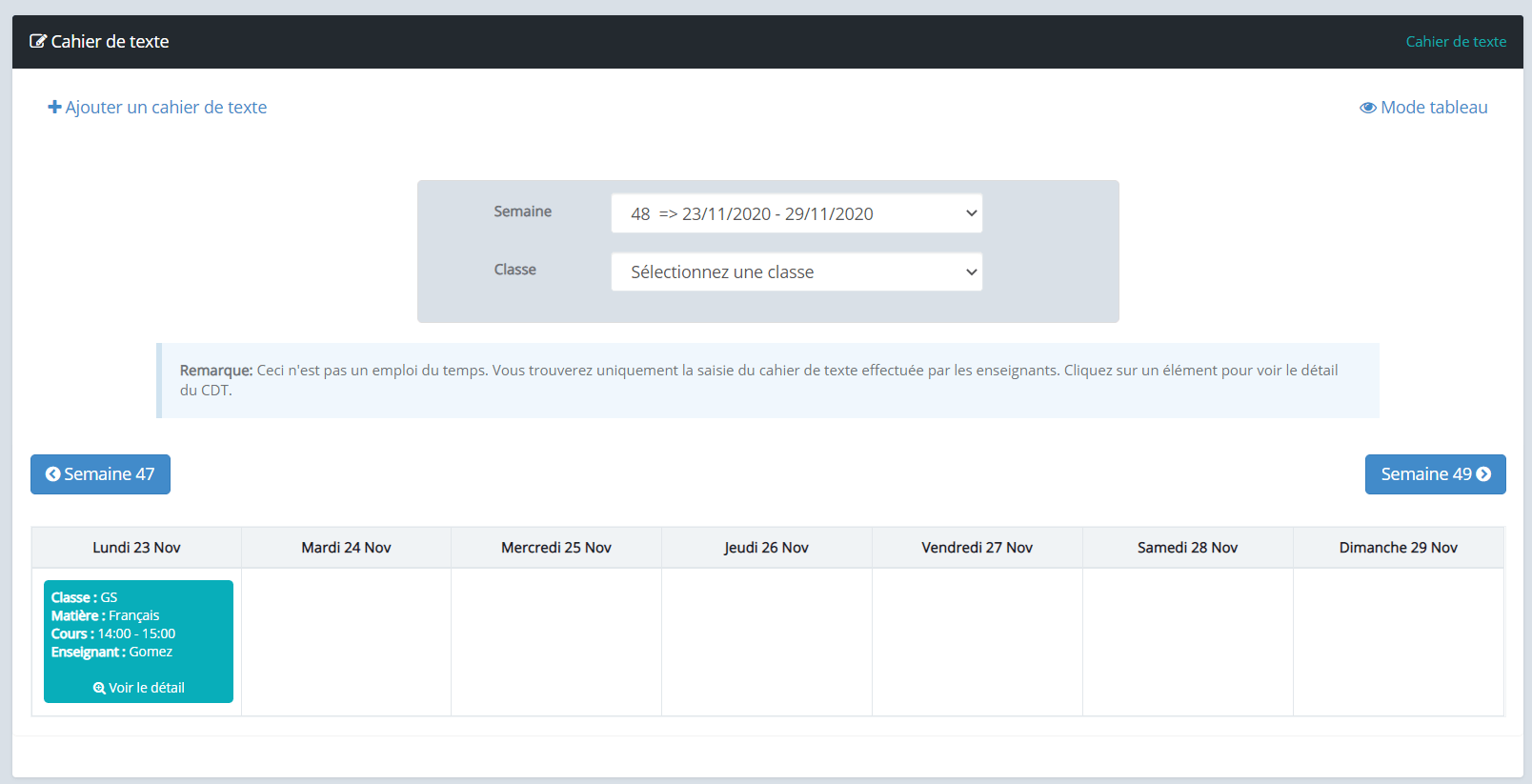 Une refonte complète du cahier de texte et de devoirs
