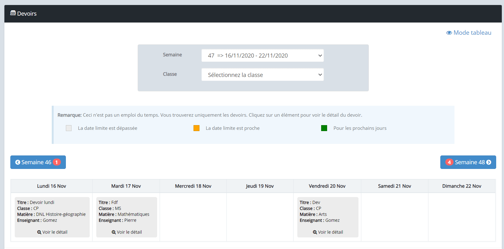 Une refonte complète du cahier de texte et de devoirs