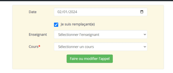 Appel en classe en ligne