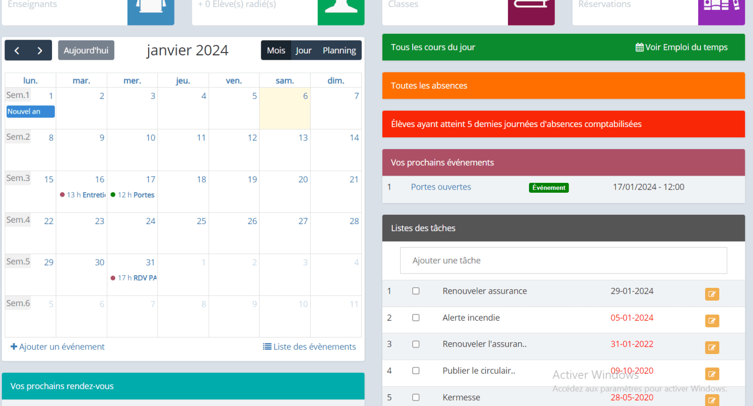 Logiciel d'emploi du temps scolaire