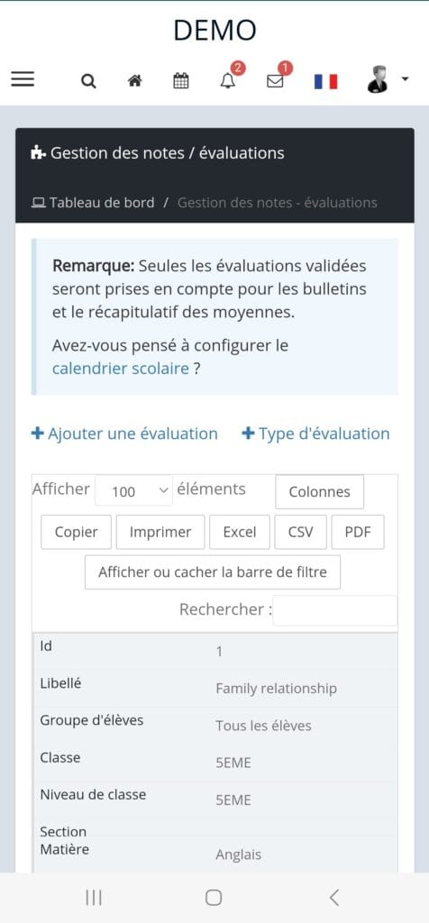 Logiciel de gestion des notes scolaires