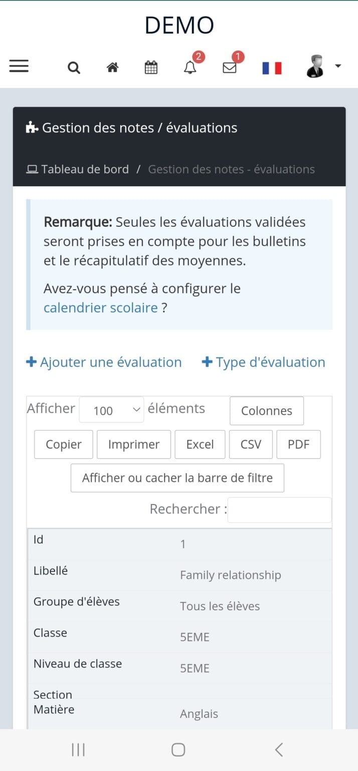Logiciel de gestion des notes scolaires