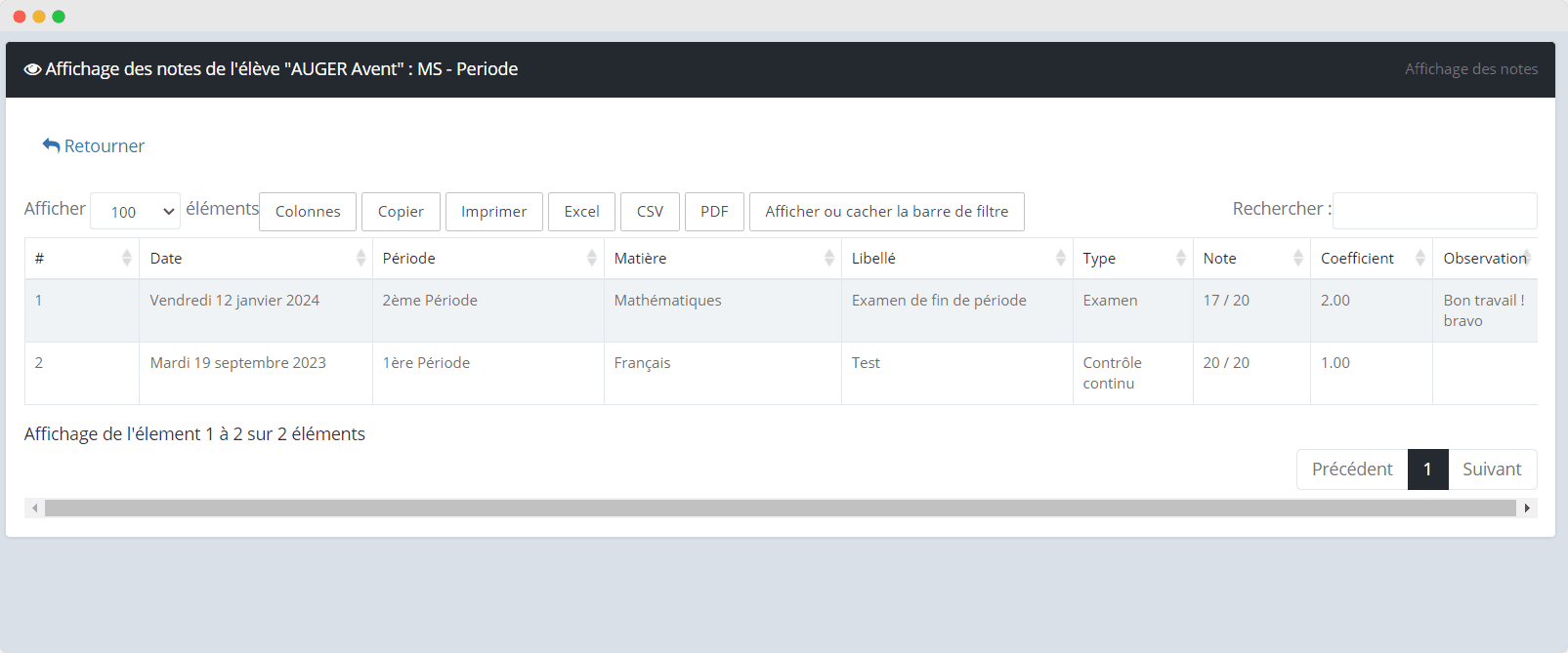 Logiciel de gestion des notes scolaires